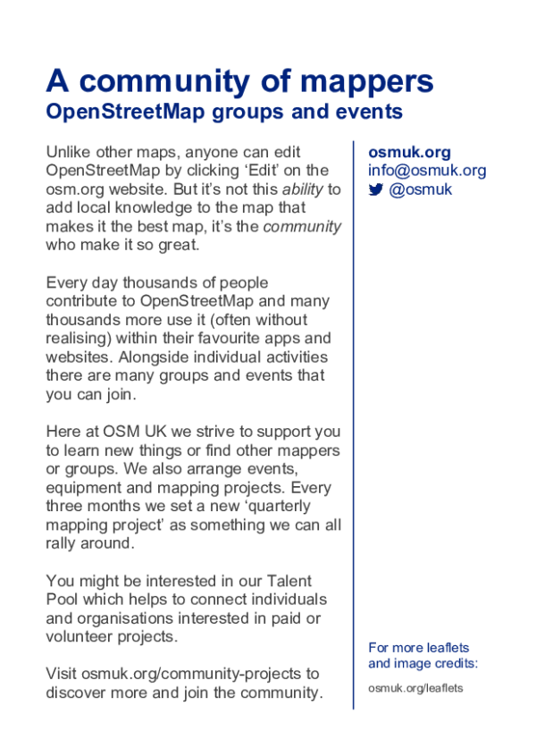 Leaflets – OpenStreetMap UK